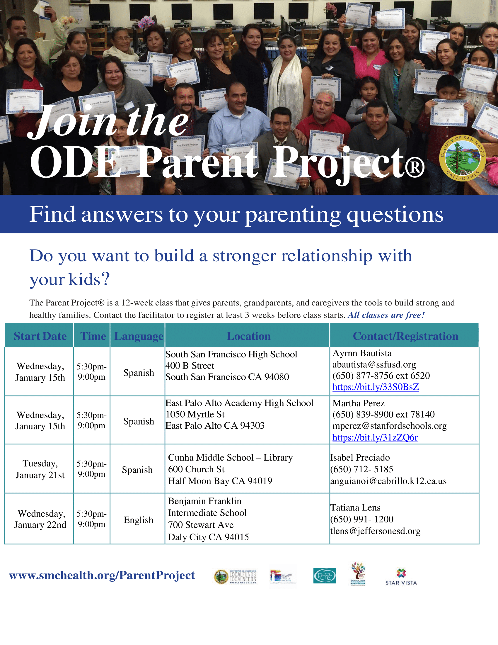 Parent Project Spring 2020 Schedule | Behavioral Health & Recovery ...