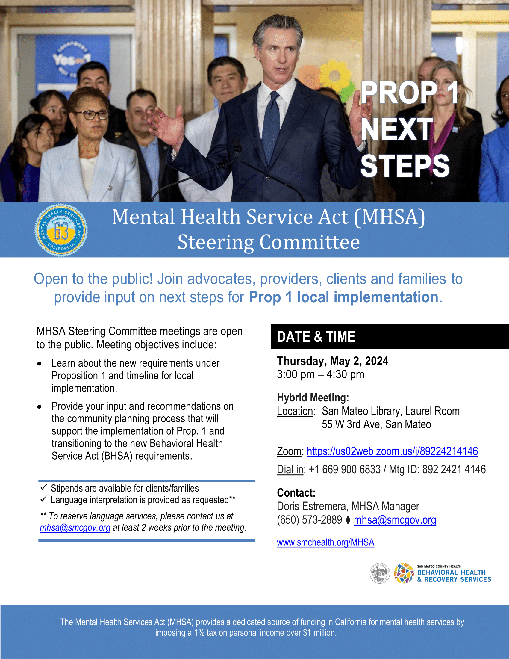 5/2 – MHSA Steering Committee: Prop 1 Next Steps | Behavioral Health ...